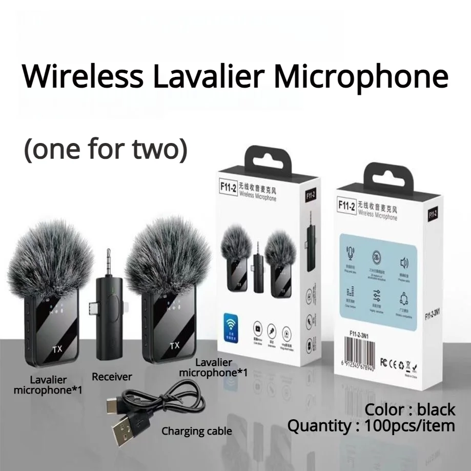 Wireless Lavalier Microphone with Windproof Cover - Portable Mini Mic ...
