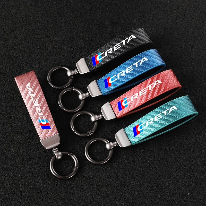 Car-Carbon-Fiber-Leather-Rope-Keychain-Key-Ring-for-Modern-CRETA-Car ...