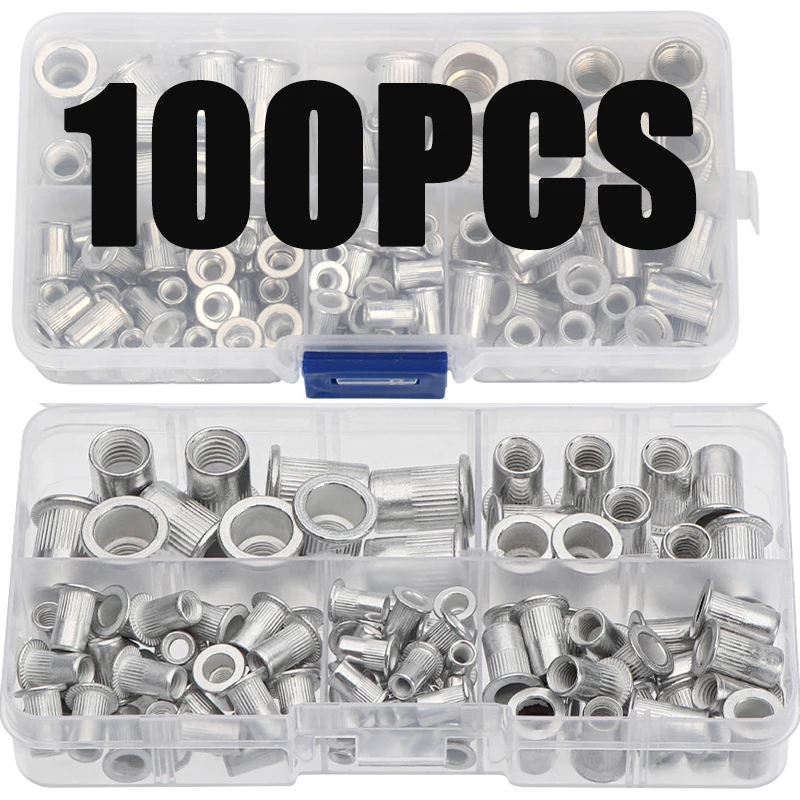 100Pcs-Aluminum-Flat-Head-Rivet-Nuts-Set-M3-M4-M5-M6-M8-Rivet-Nuts ...