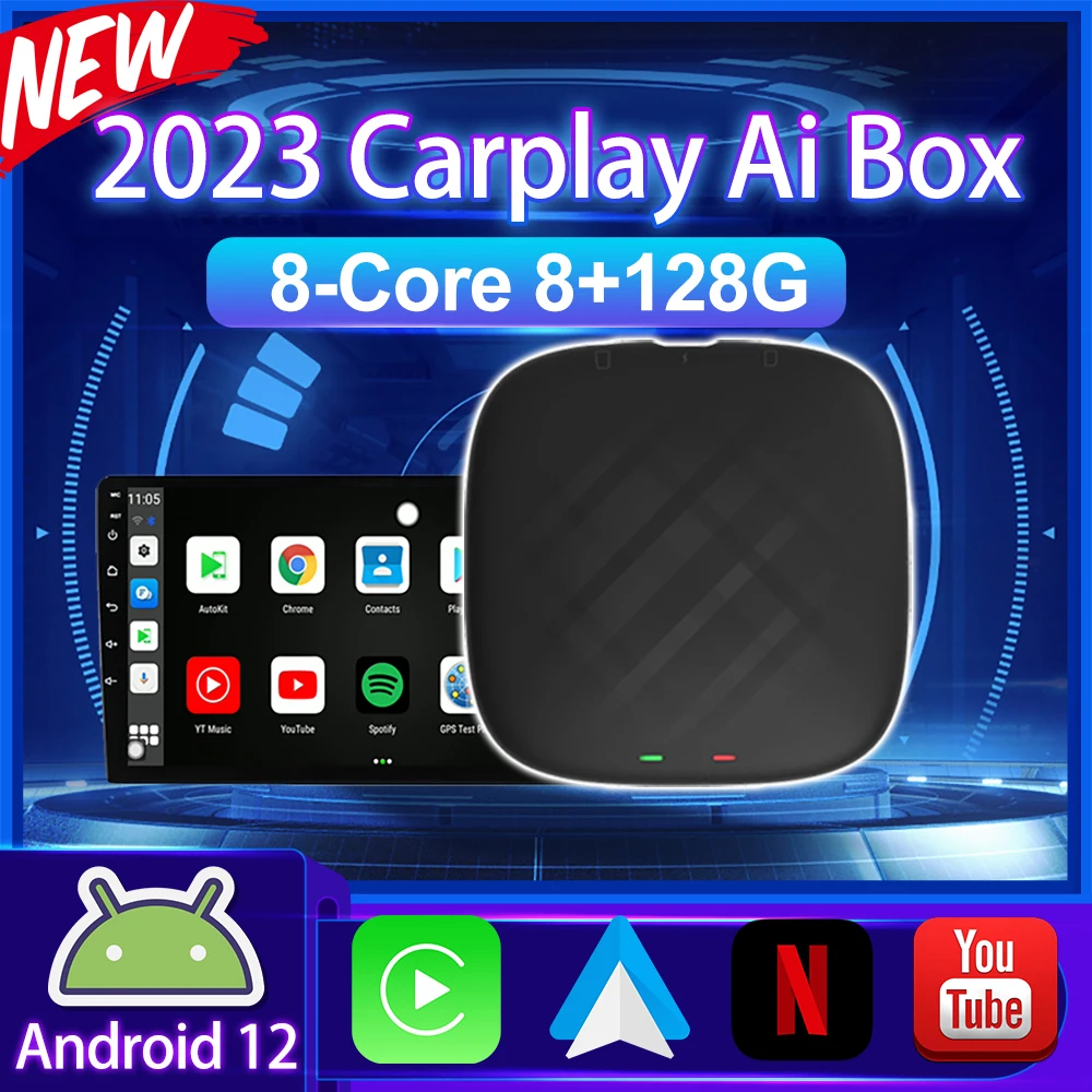 카플레이 Ai 박스 QCM6125 안드로이드 12 미니 무선 카플레이 안드로이드 차량 카플레이 스트리밍 박스 IPTV 넷플릭스 ...