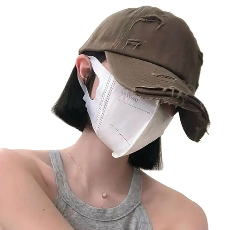 Vintage Distressed Hat For Men Women Casual Cotton Solid Ripped Trucker ...