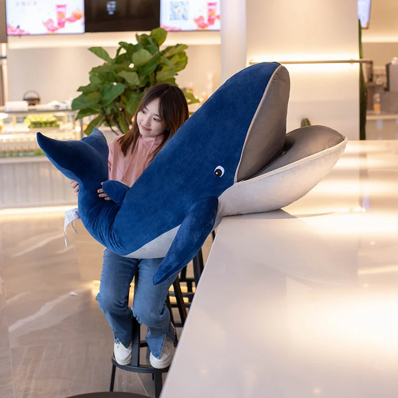 Nordic Style Blue Whale Plush Toy Cute Marine Animal Stuffed Dolls ...