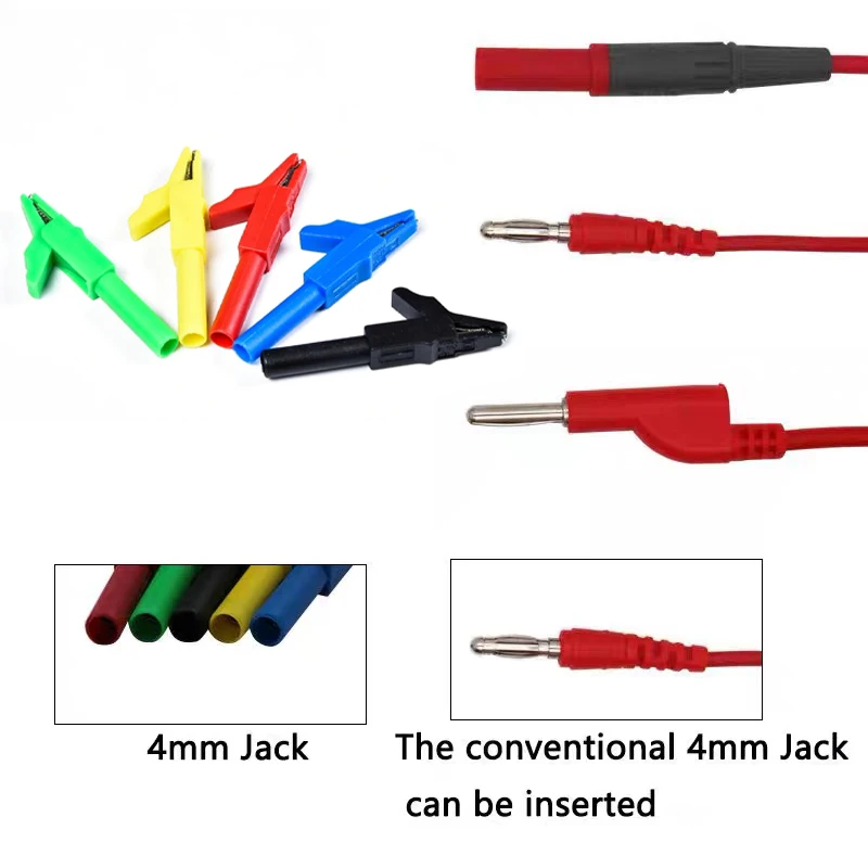 Fully Insulated Brass Test Clips Alligator Clip 4mm Safety Banana Jack ...