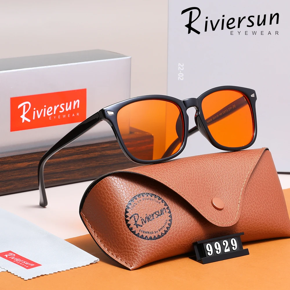 RIVIERSUN Anti Blue Ray Vintage Glasses Transparent Lens Eyeglasses Men ...