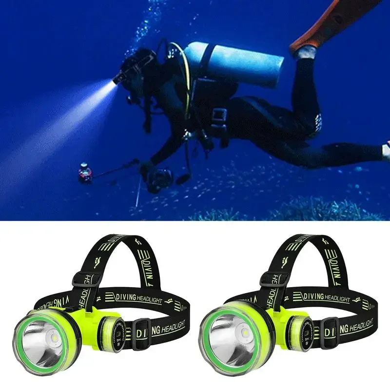 Portable-Rechargeable-Diving-Headlight-350m-Underwater-2-Light-Modes ...