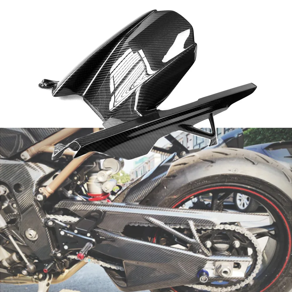 100-3K-Carbon-Fiber-Rear-Fender-Chain-Guard-Motorcycle-Accessories-For ...