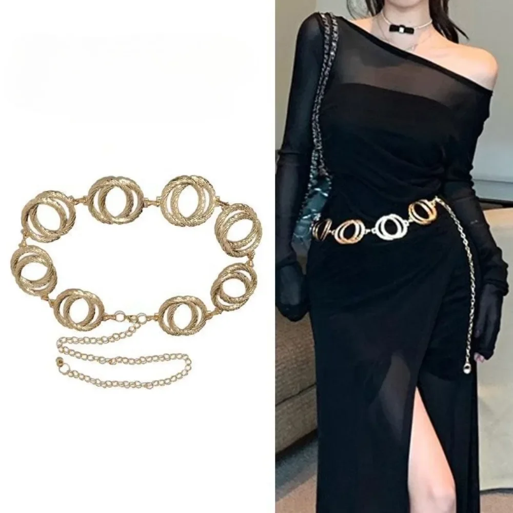 Gold and Silver Women Big Double O Ring Waist Chain Belt - AliExpress ...