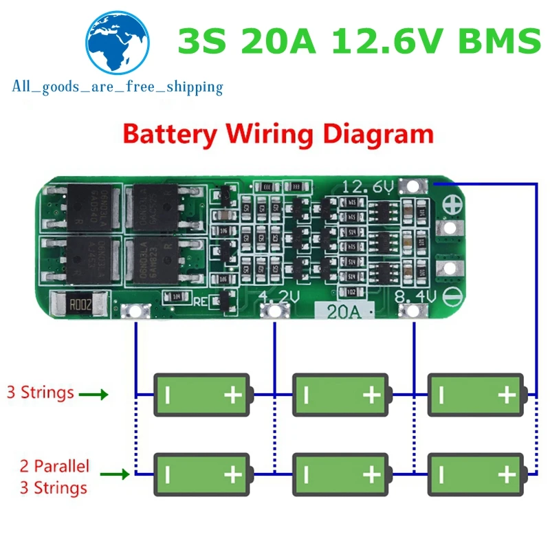 3s 20a Li-ion Lithium Battery 18650 Charger Pcb Bms Protection Board ...