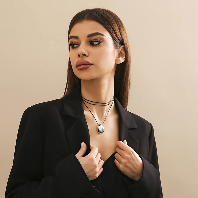 Fashion Irregular Geometric Necklace Personality Shiny Pendant Necklace ...