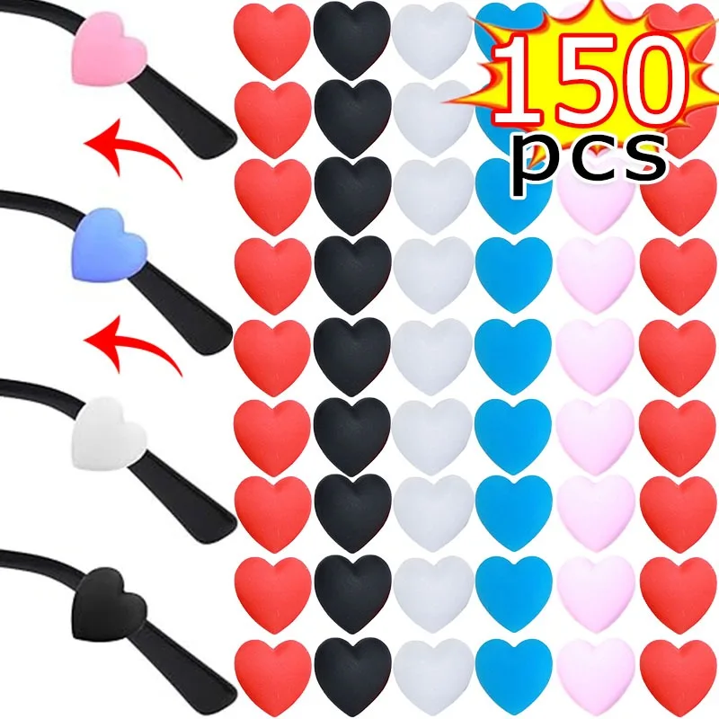 Non-slip Heart Shaped Ear Hook Glasses Silicone Ear Holder Solid Color ...