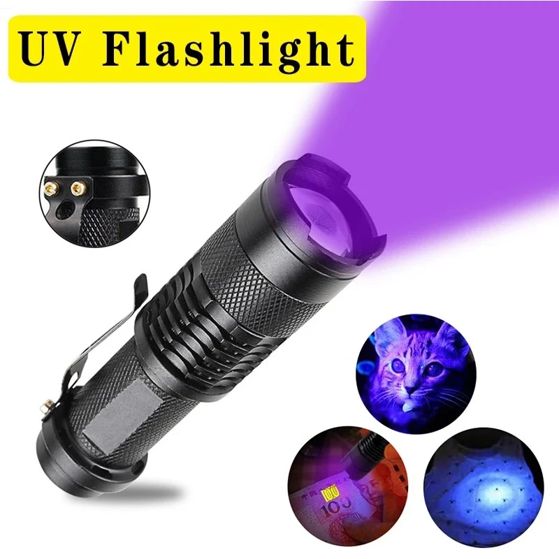 LED-UV-Flashlight-Ultraviolet-Torch-With-Zoom-Function-Mini-Blacklight ...
