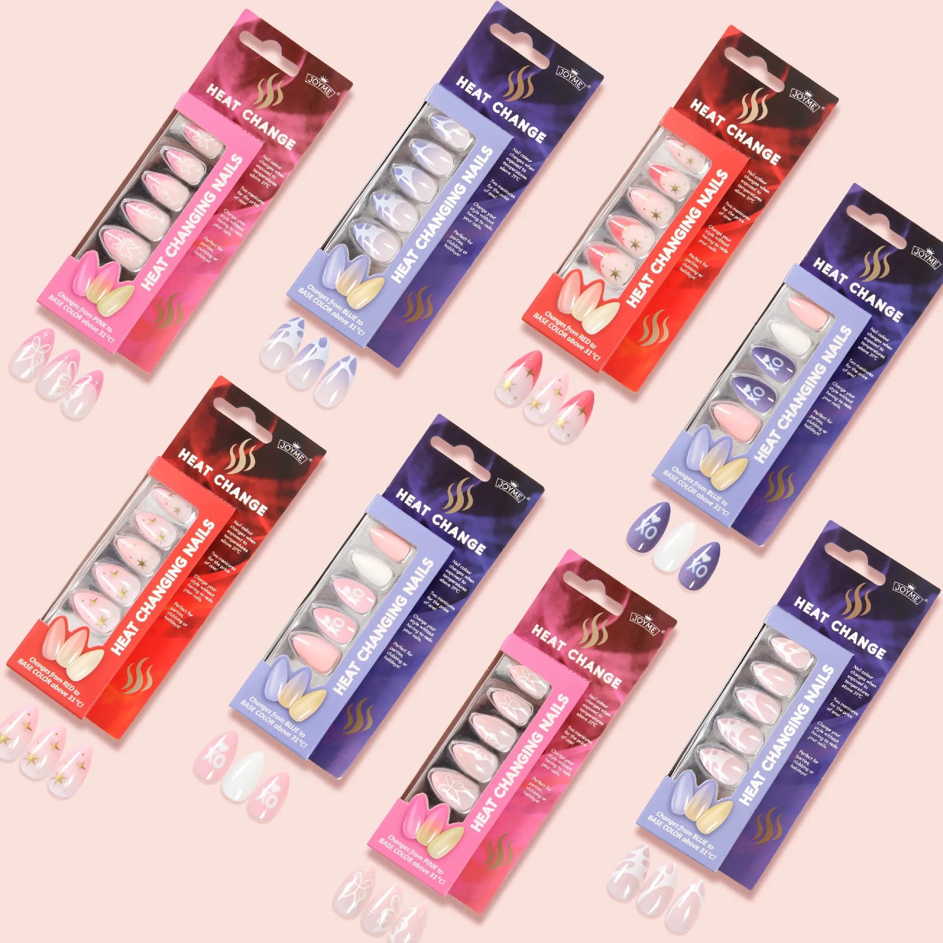 VITAGWX-Heat-Change-False-Nails-Color-Change-Press-on-Nail-Tips ...