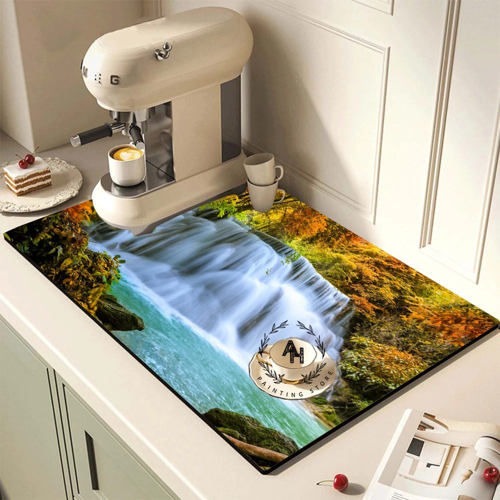 Landscape-Printed-Dish-Drying-Mat-Super-Absorbent-Coffee-Drain-Pad ...