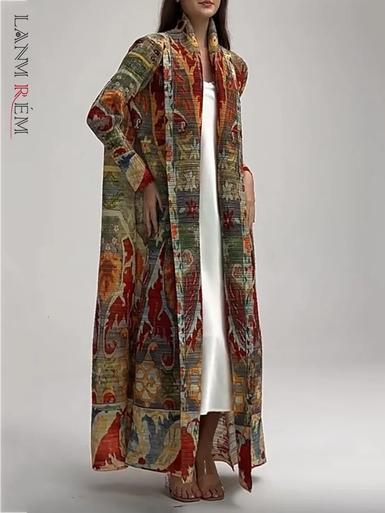 LANMREM Long Robe 2025 Spring New Printed Windbreaker Women's Fashion ...