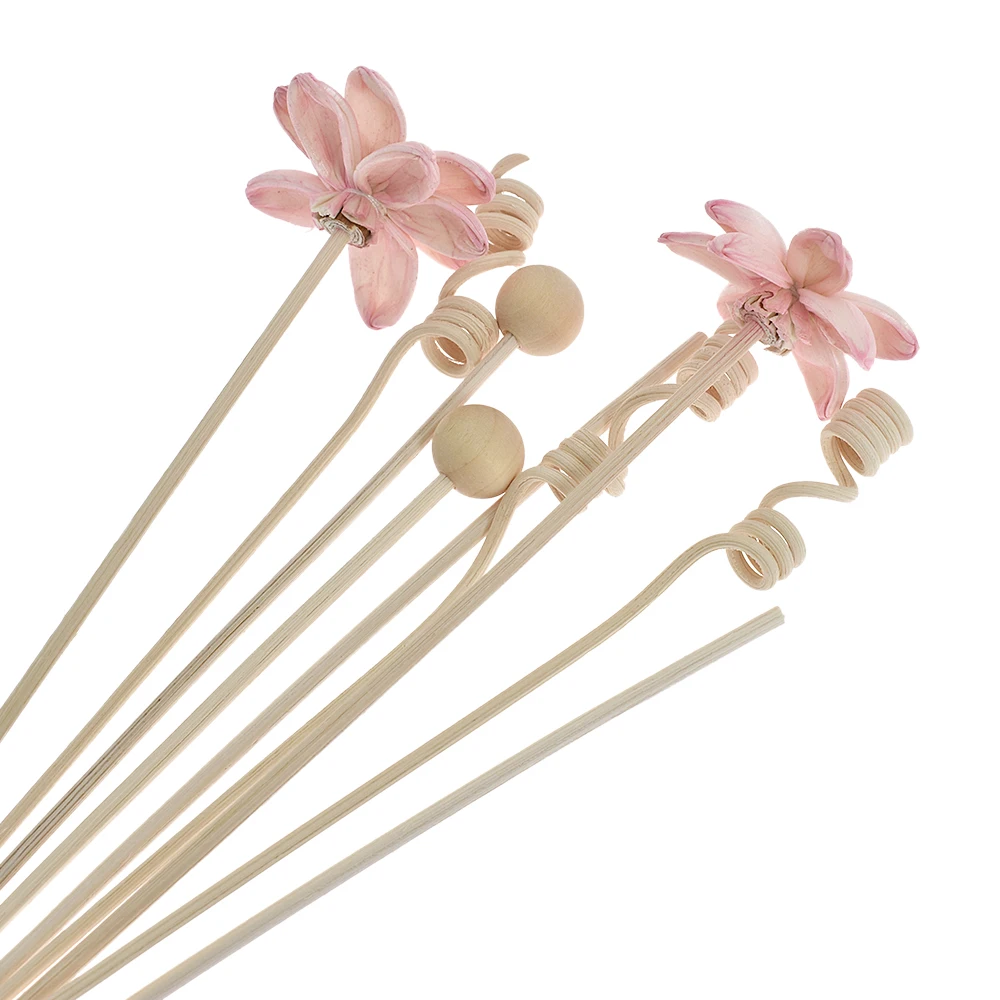9PCS Pink Flowers Lotus Rattan Reed Diffuser Fragrance Sticks ...