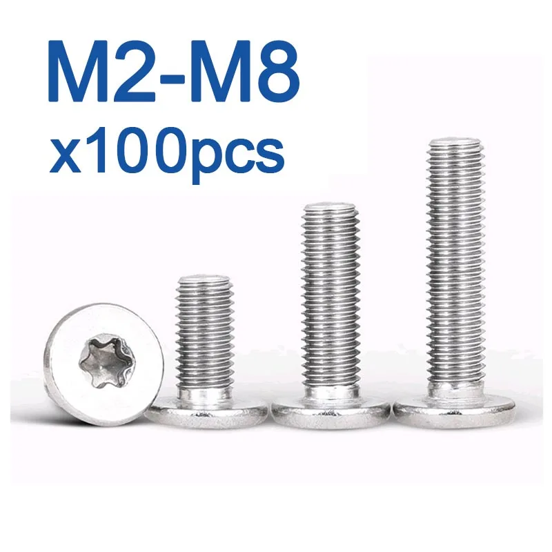 100pcs-lot-304-Stainless-Steel-CM-Six-Lobe-Torx-Ultra-Thin-Super-Low ...