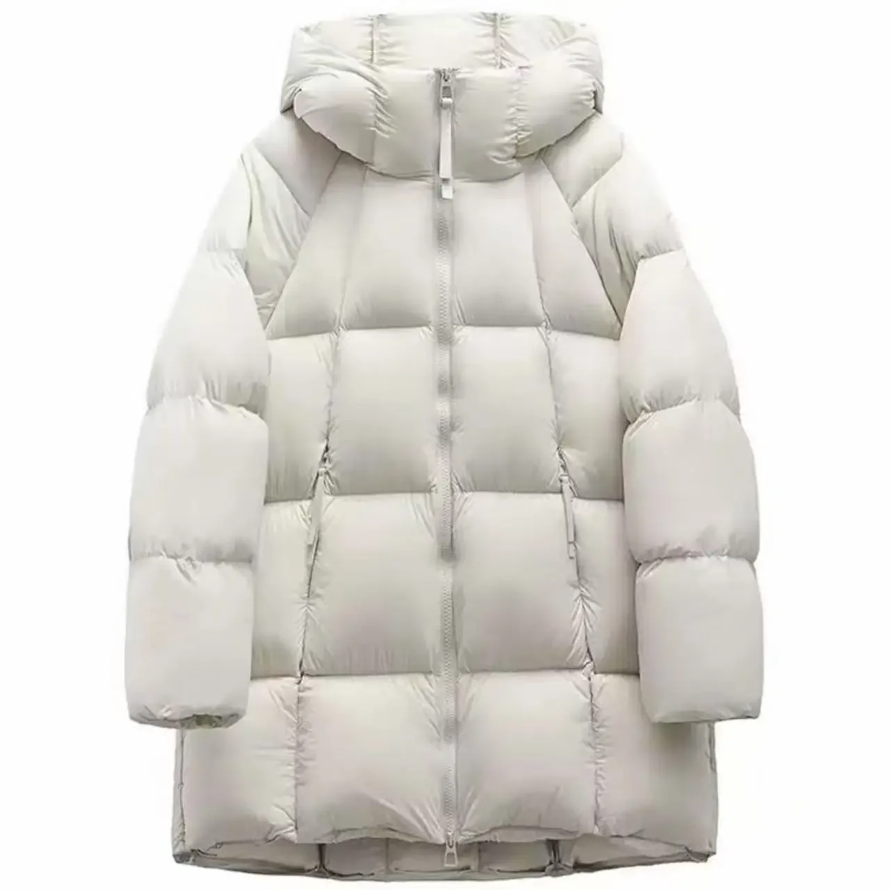 2025 Korean Puff Women's Down Cotton Jacket Loose Parkas Medium Long ...