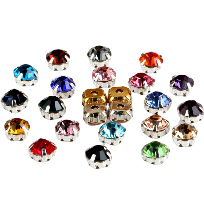 Round Shape Glass Rhinestones With Claw Sew On Crystal Stone Strass ...