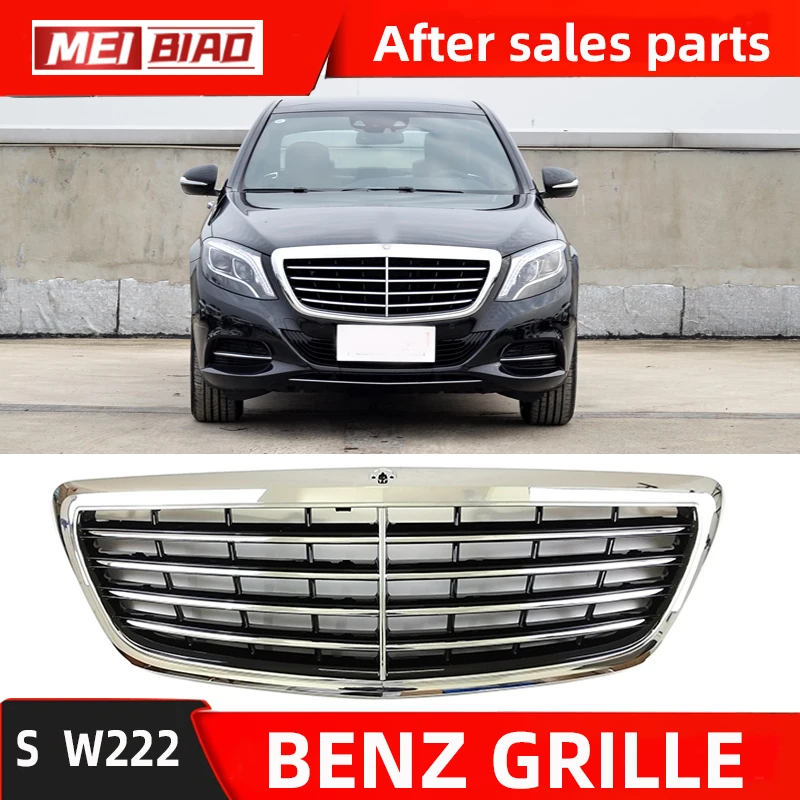 For-Mercedes-Benz-W222-S-Calss-2014-2017-Grille-Silver-Middle-Net-Front ...