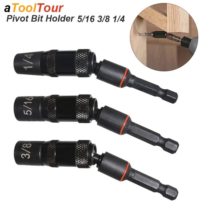 Pivot-Drill-Bit-Holder-Magnetic-Hex-Swivel-Screw-Driver-Tip-Adapter ...