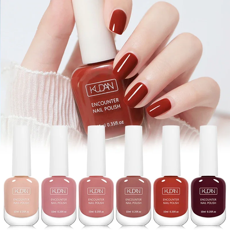 KUDAN 6Pcs Water-Based Nail Polish Set 10ml Nude Red Pink Peel-Off Air ...