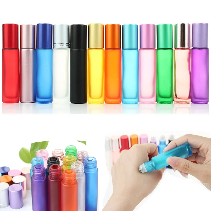 5/10pcs 10ml Portable Frosted Thick Glass Roller Essential Oil Perfume ...