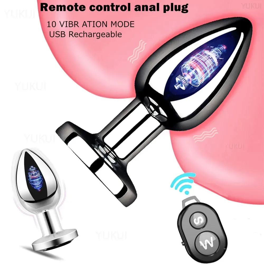 Wireless-Remote-Control-Anal-Vibrator-Metal-Butt-Plug-Men-Prostate-Massager-Female-Masturbator ...
