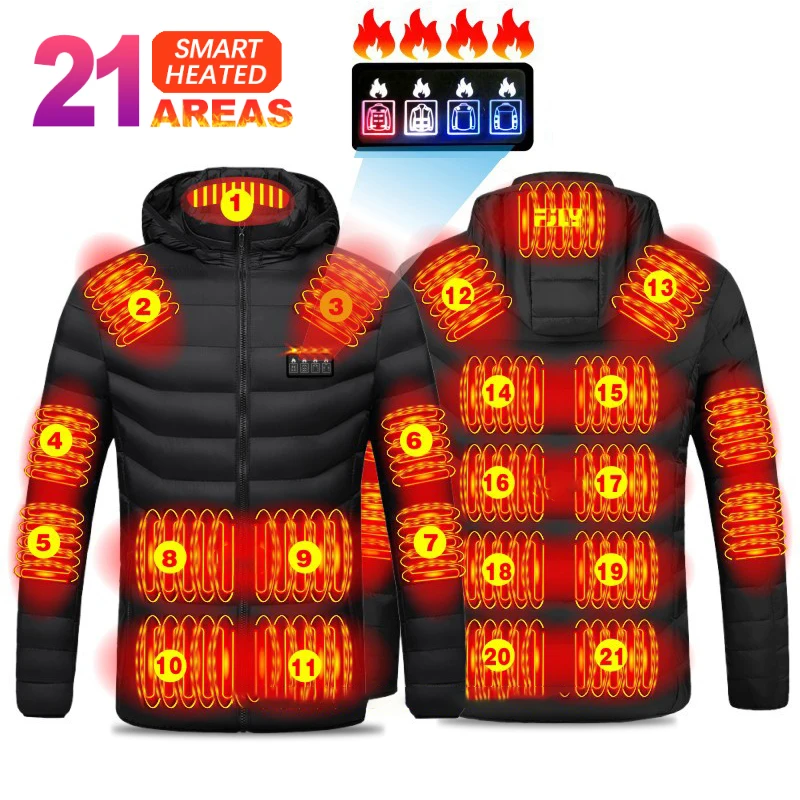 21-Areas-Heated-Jacket-Cotton-Clothes-Lightweight-USB-Electric-Self ...
