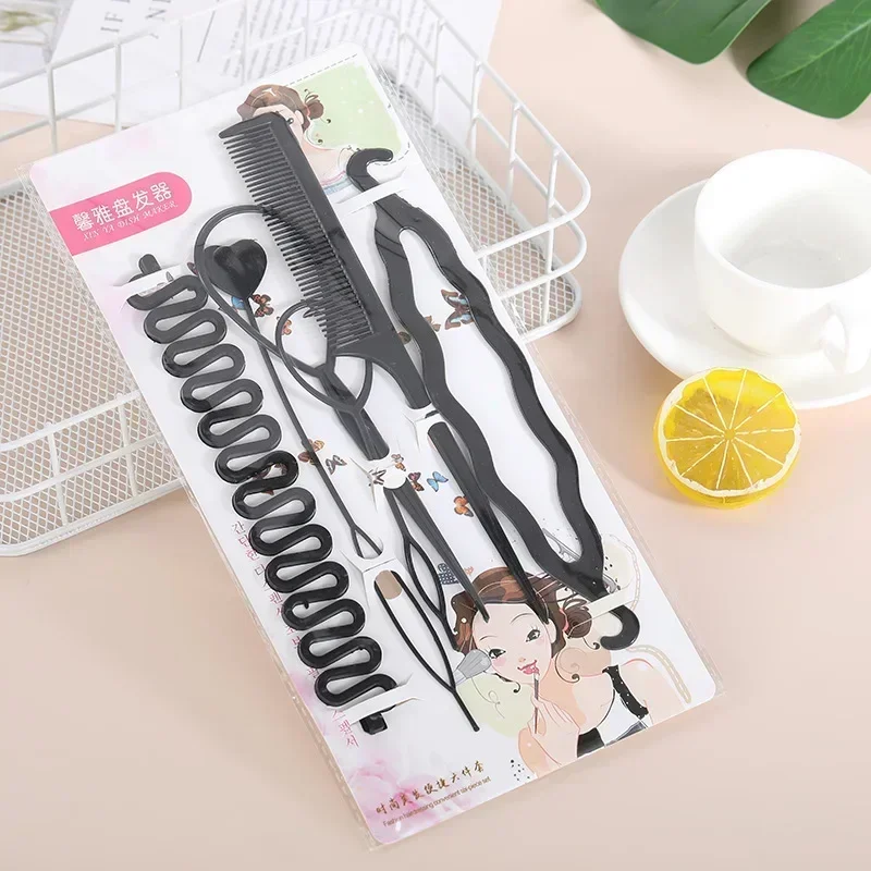 DIY 6Pcs Hair Braiding Tool Hair Design Styling Tool Kit Ponytail Maker ...