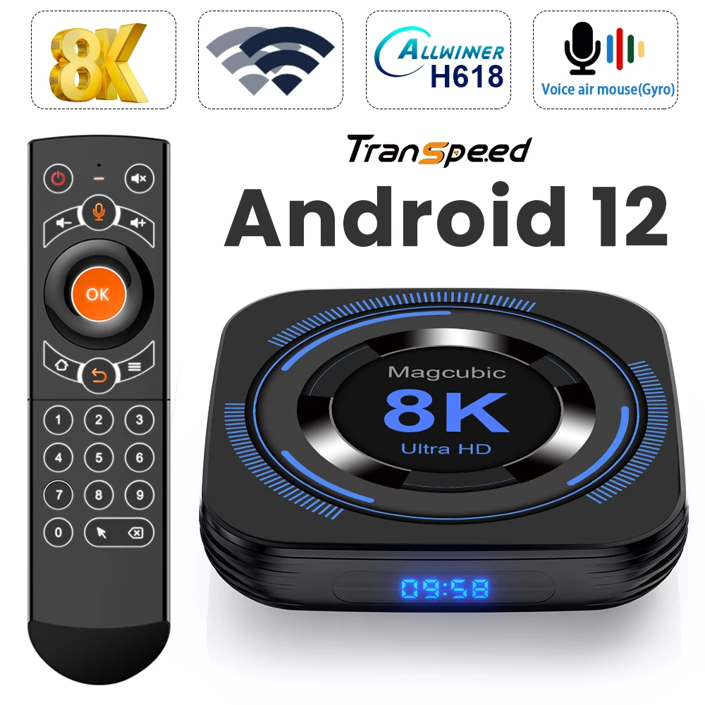 Magcubic Android 12 TV BOX support 8K Video Allwinner H618 HDR10+ OTA Update 4K BT Dual Wifi ...