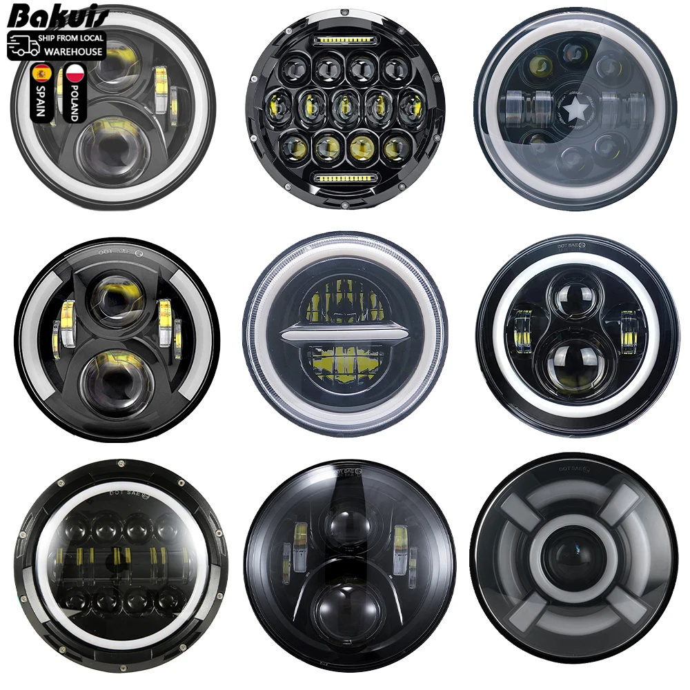 E mark number DOT Approved 7" Inch Motorcycle LED Headlight Hi/Lo Beam ...