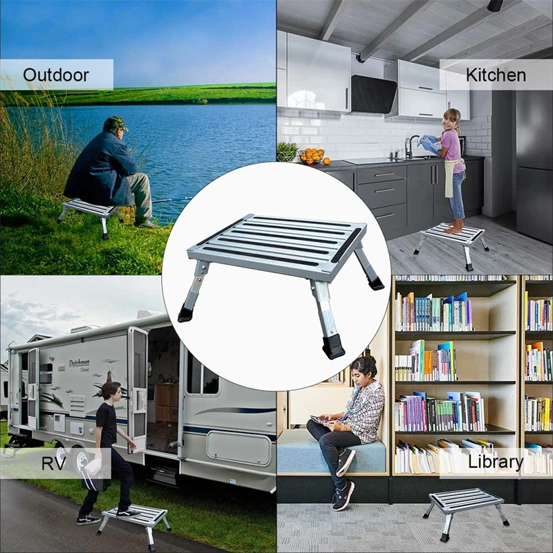 RV Platform Step Stool Adjustable Height Aluminum Folding For Home ...
