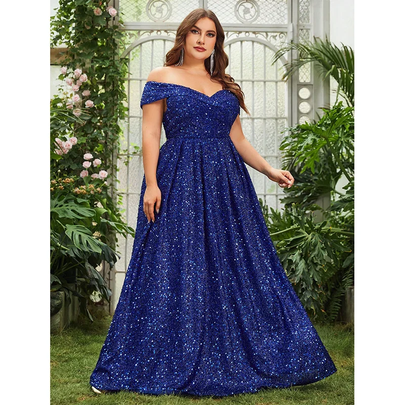 Plus Size Strapless Beaded Floor Long Evening Dress 6XL7XL Elegant ...