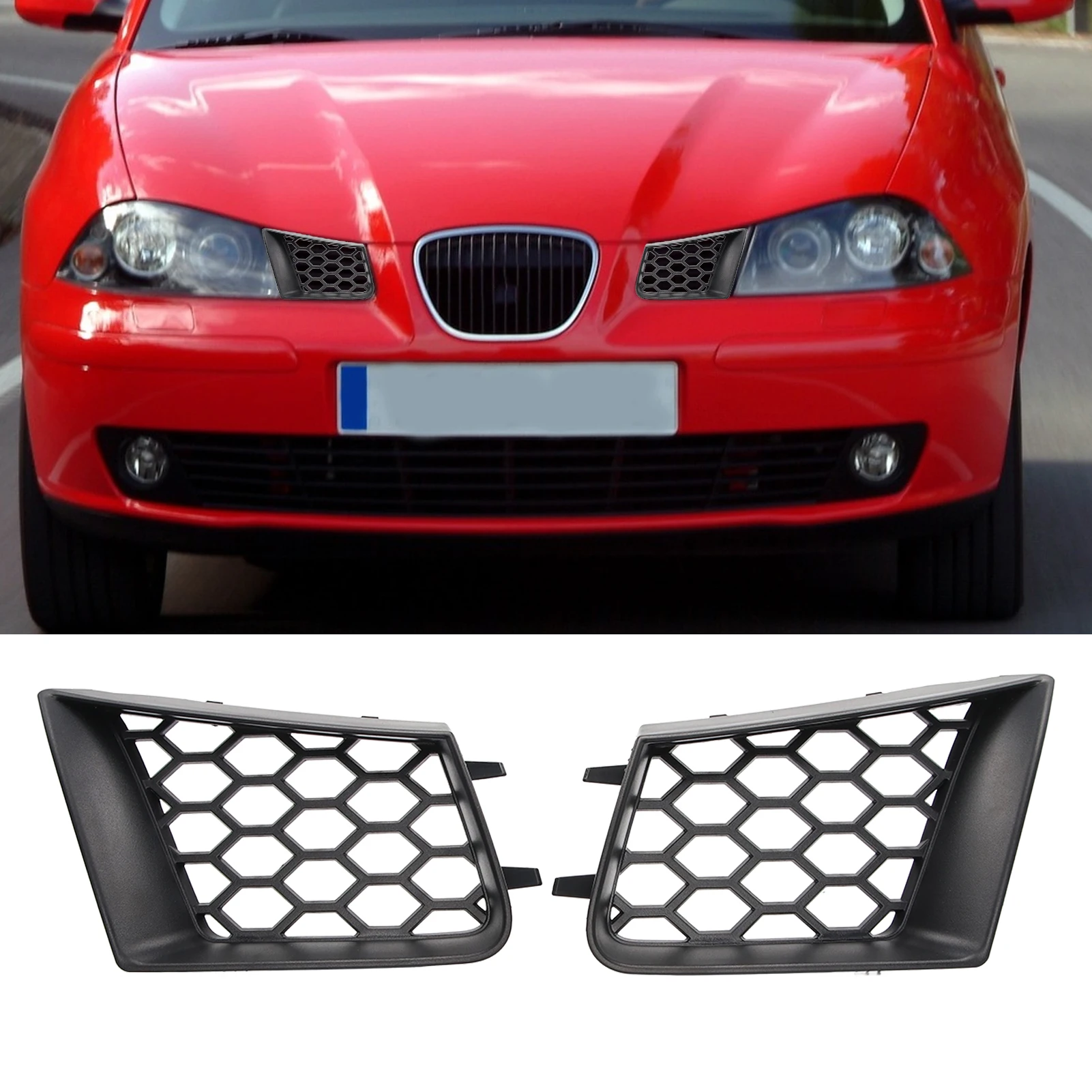 2pcs-Front-Bumper-Upper-Grill-Left-Right-Matte-Black-Replacement-for ...