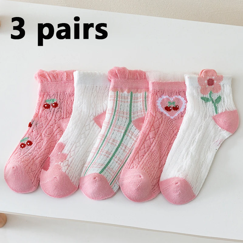 3-pairs-of-children-s-socks-girls-summer-mid-length-socks-breathable ...