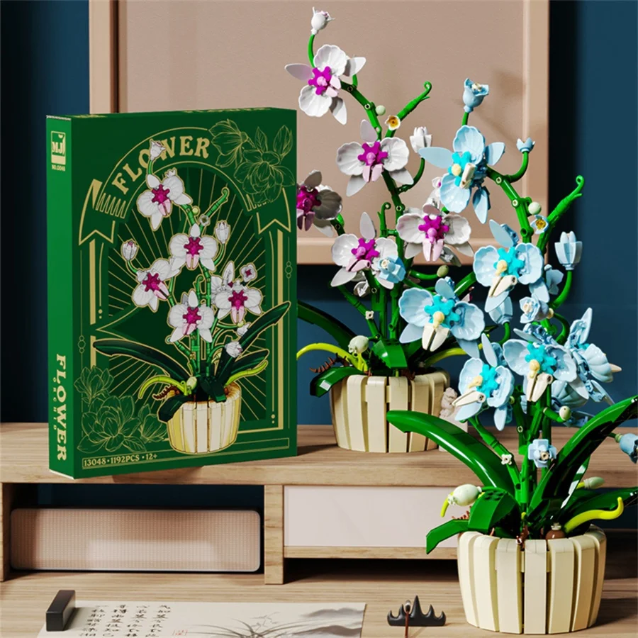 Orchid-Building-Blocks-10311-Bouquet-Flower-Rose-Plant-Pink-Blue-Bricks ...