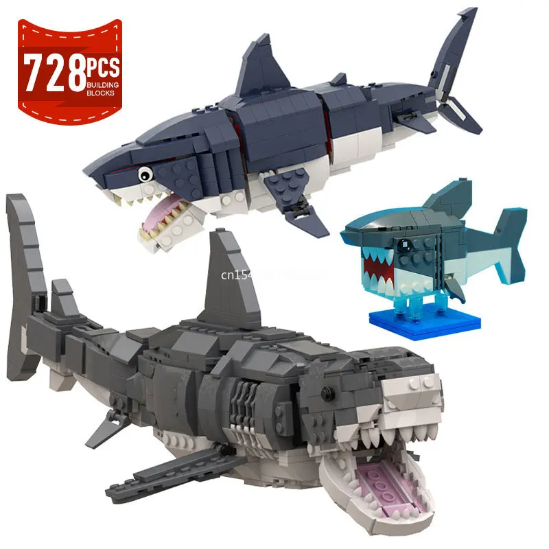 MOC-Marine-Animals-Shark-Whale-Megalodon-Building-Blocks-Set-Deep-Sea ...