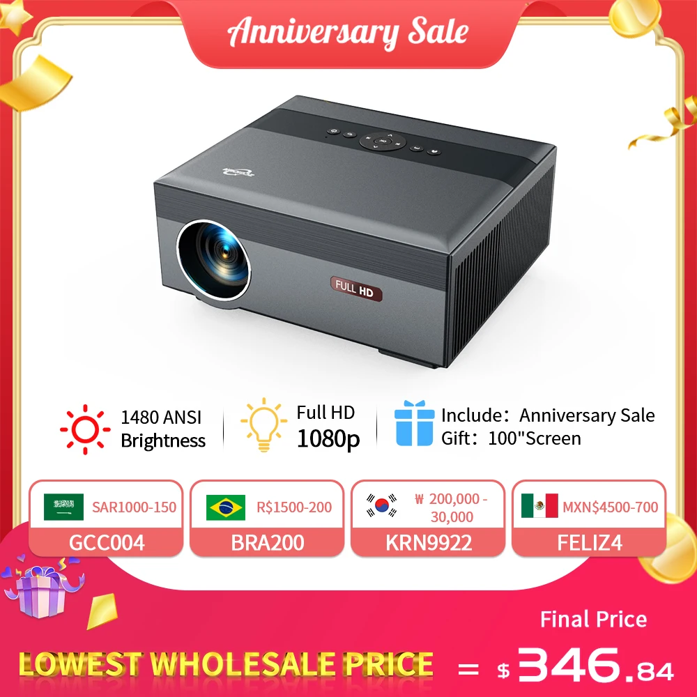 4K 15000Lumens LED Projector for Home Theater 300inch Android 5G WIFI ...