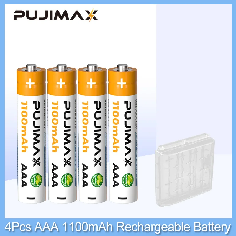 PUJIMAX New 4Pcs AAA Battery 1.2V 1100mAh Rechargeable Ni-Mh Batteries ...