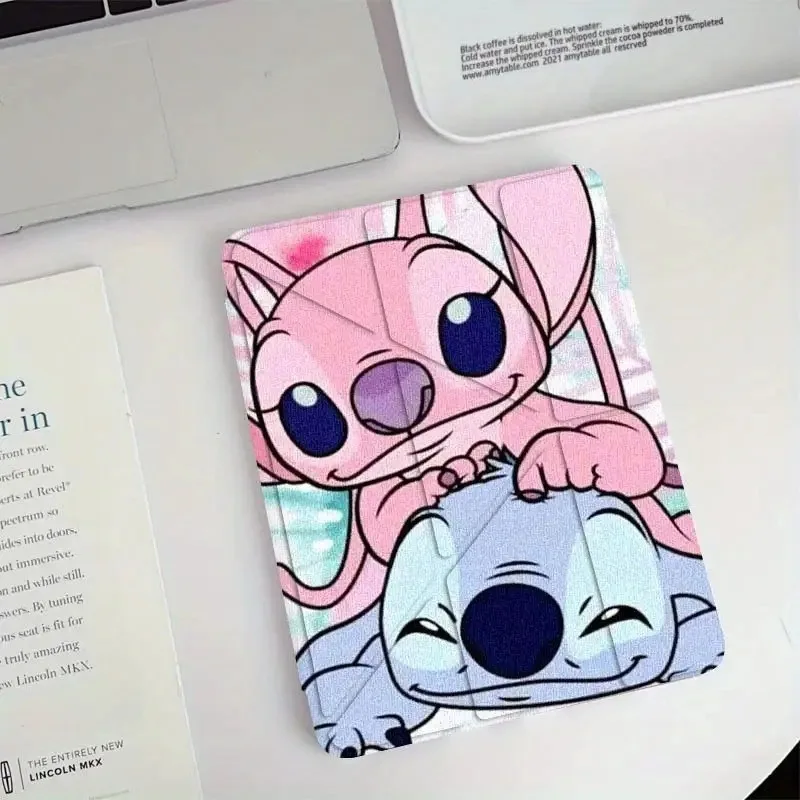 Stitch and Angel Cartoon Tablet Case for 11th A16 Air7 Air6 11in Pro 10 ...