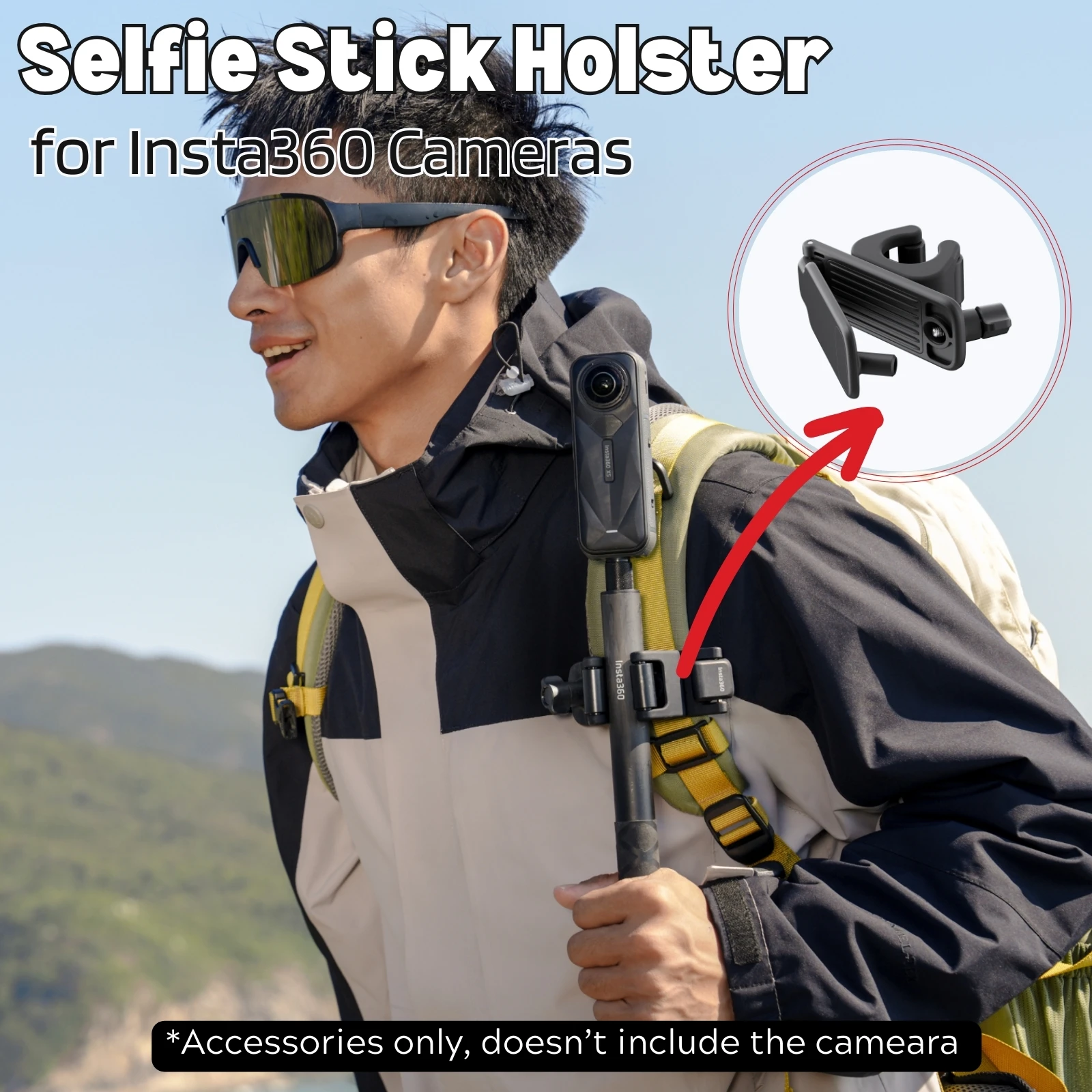 Insta360 Selfie Stick Holster Screw-clip Backpack Straps Holder For ...