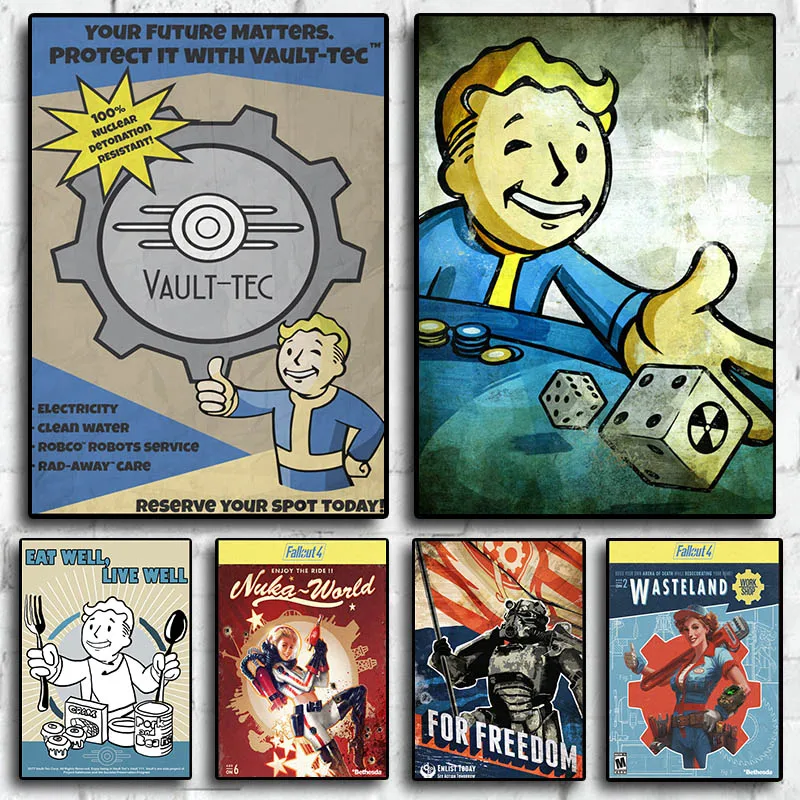 Fallout 4 popular stand alone game poster nuclear cola dormitório retro ...