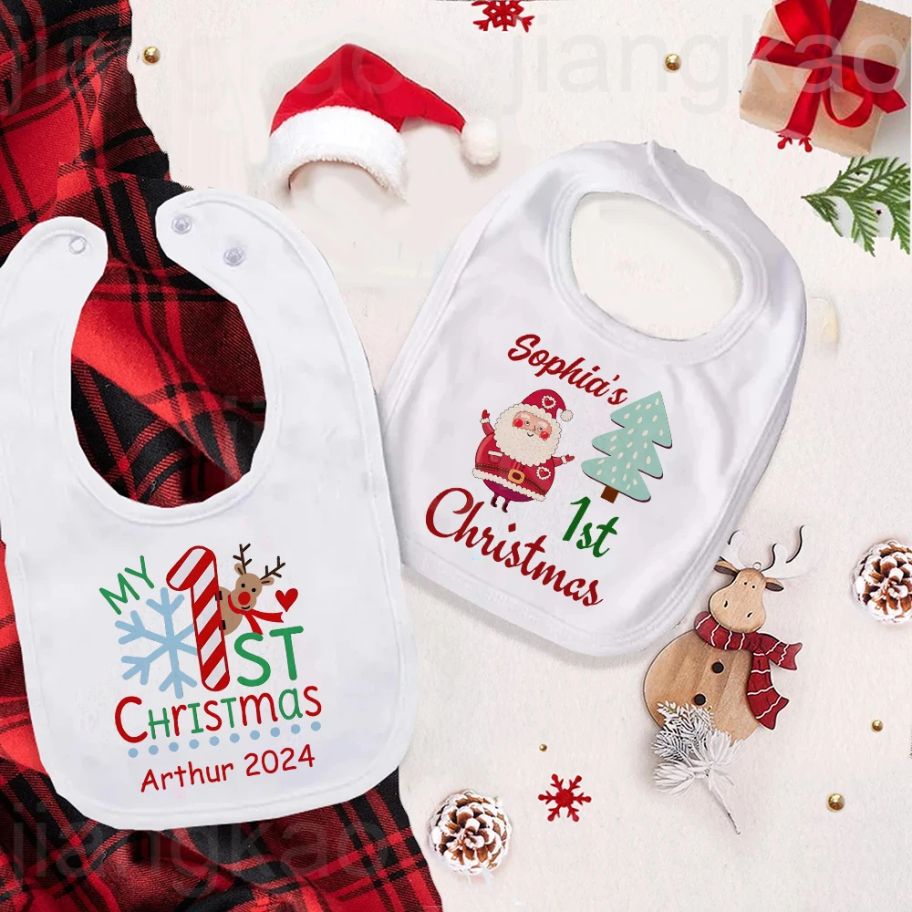 Personalized Baby Bib Bibs Custom Name Christmas Party Newborn Cotton ...