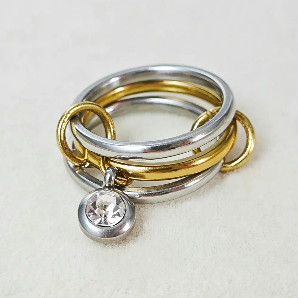 INS Trendy Two Color Three Rings Stacking Set For Women 12 Month ...