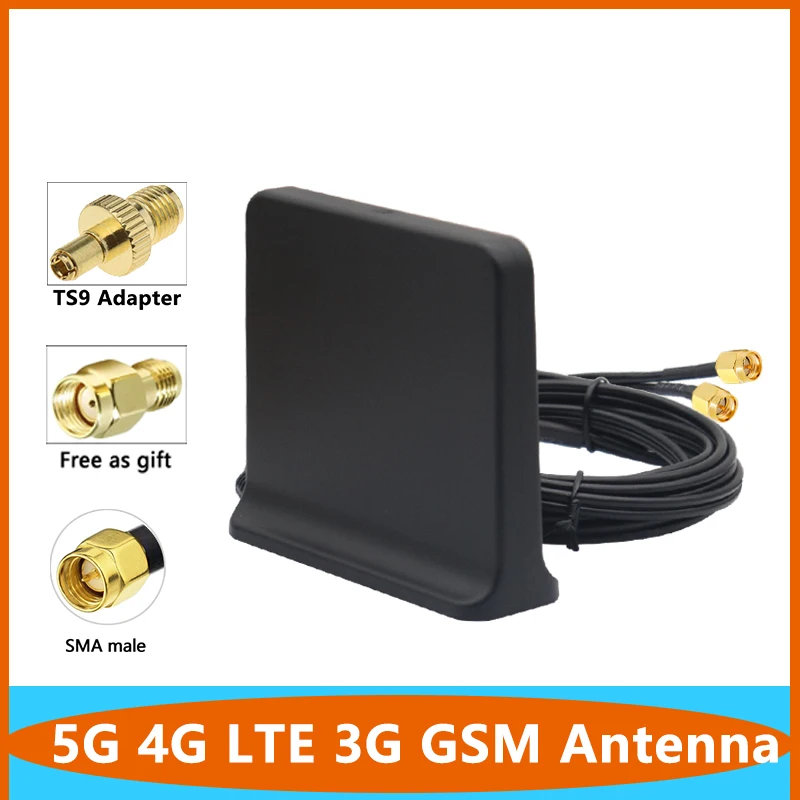 Dual Cable 5G 4G LTE 3G GSM Aerial 2*2 600~6000Mhz External Omni WiF 12dbi Router Antenna For ...