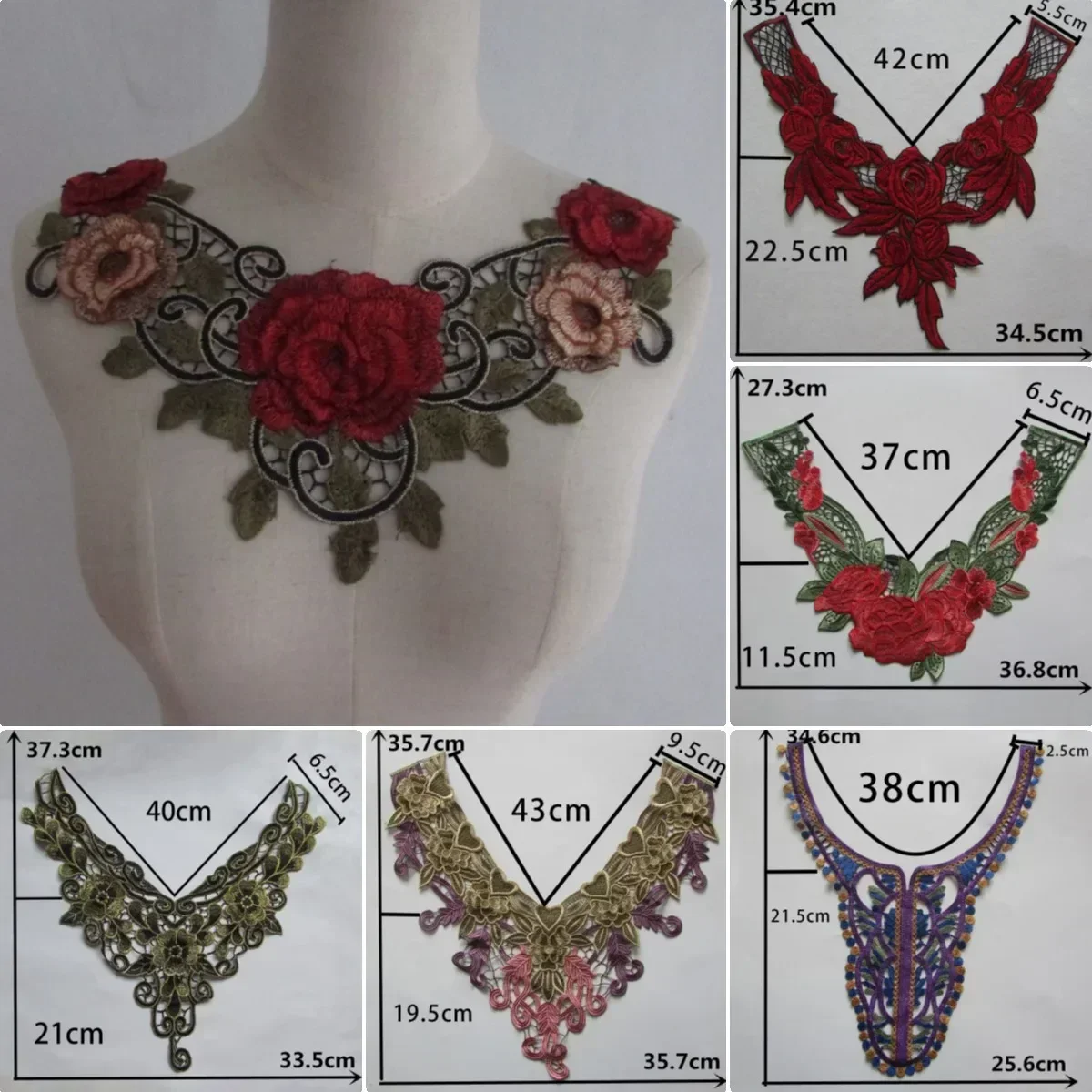 Wholesale sales 1-10 pieces of polyester embroidery sewing collar ...