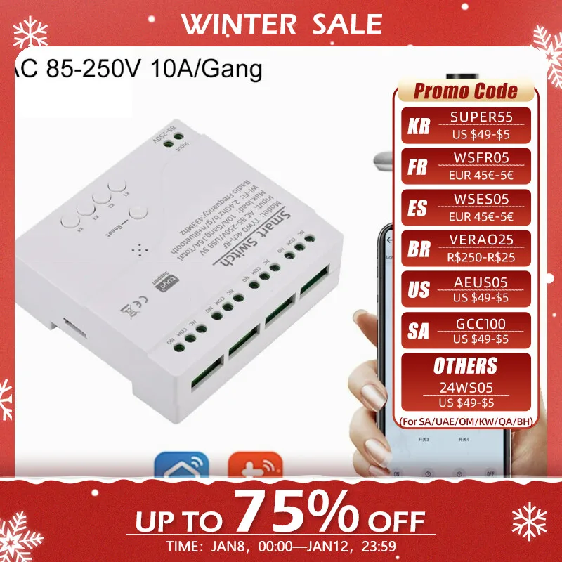 Tuya Smart Wifi Motor Switch Module 5V 12V 32V 220V RF 433 Radio Remote ...