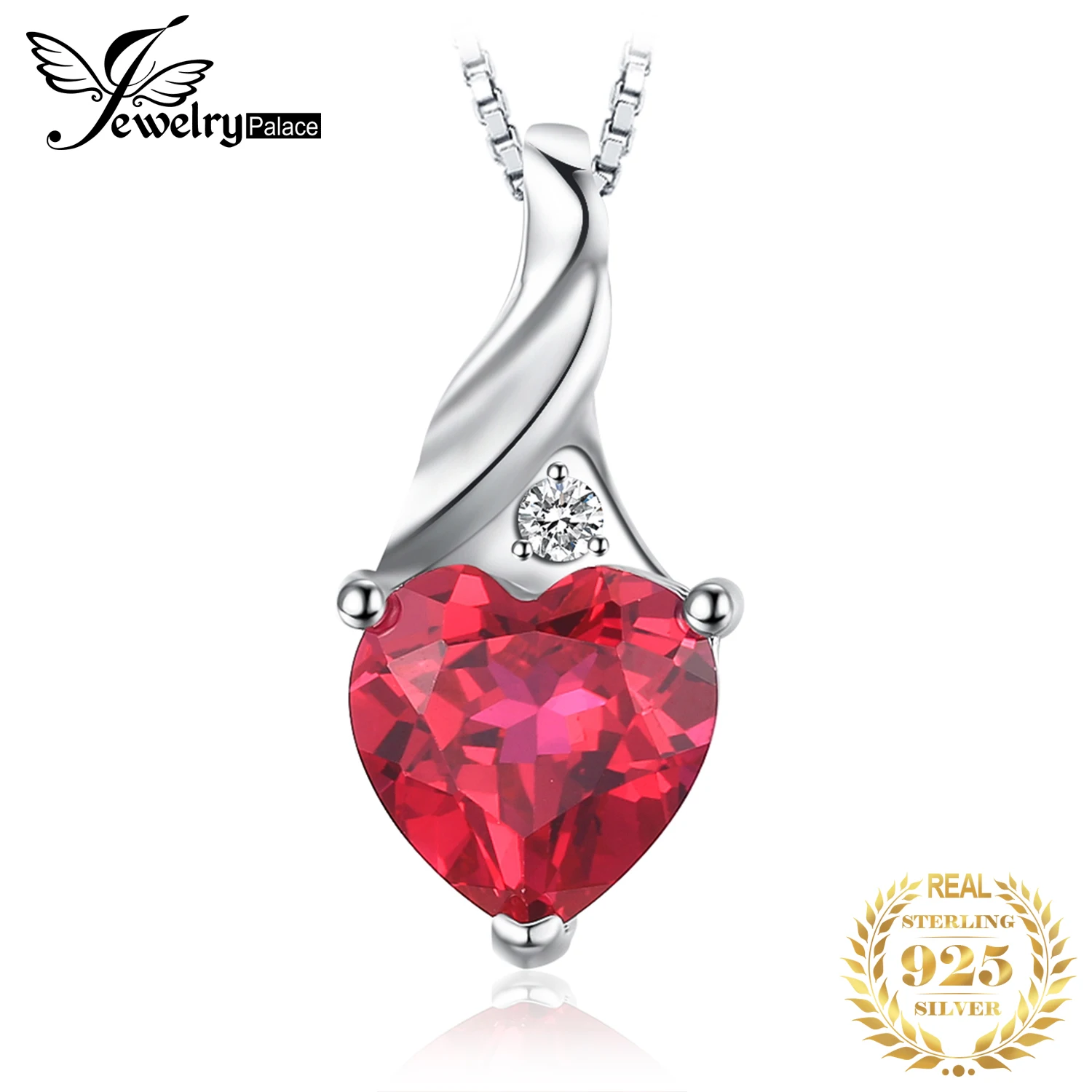 JewelryPalace 3.6ct Love Heart Created Rubies 925 Sterling Silver ...