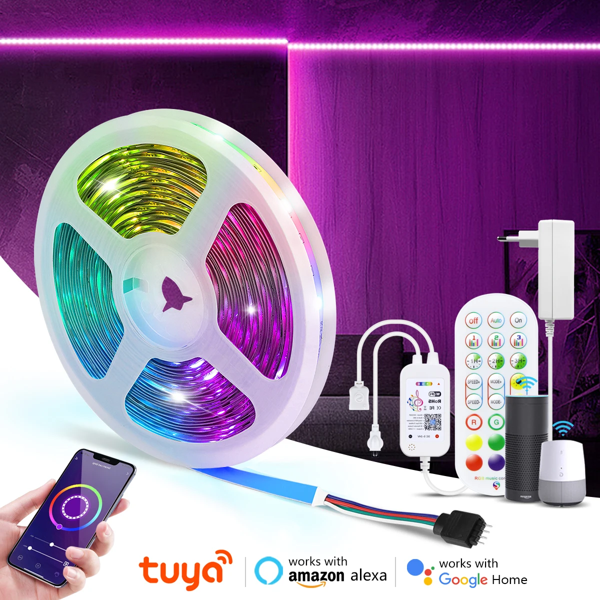 Tuya-Smart-Life-WiFi-LED-Strip-AC220V-AC110V-DC12V-5-10-15-M-RGB-LED ...