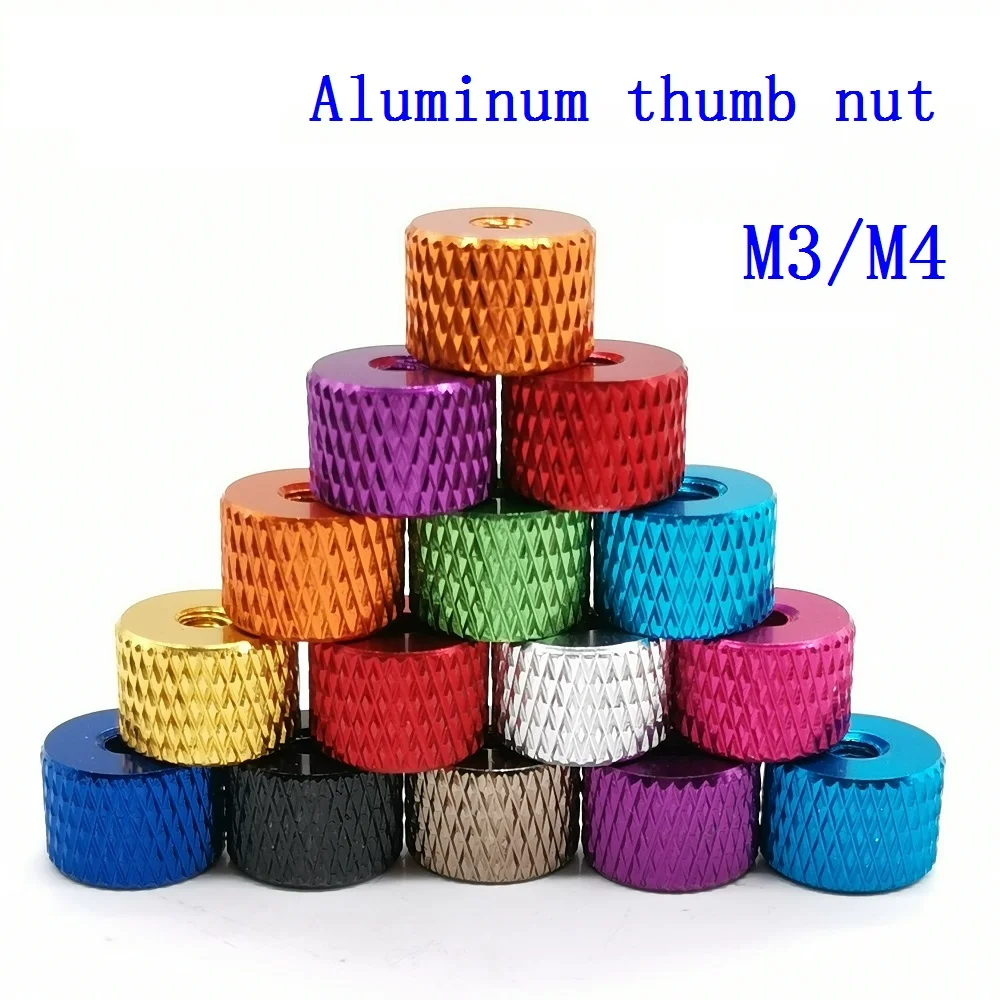 10pcs-M3-M4-Aluminum-thumb-nut-Knurled-Hand-round-nuts-anodized-11 ...
